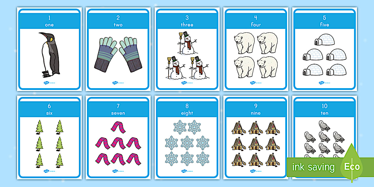 Editable Winter Words and Numbers 1-10 Posters - Twinkl