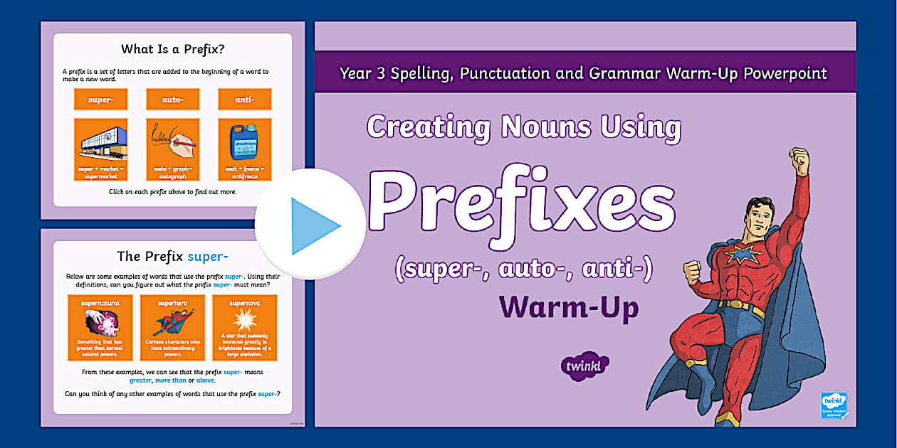 Year 3 Creating Nouns Using Prefixes PowerPoint - Twinkl