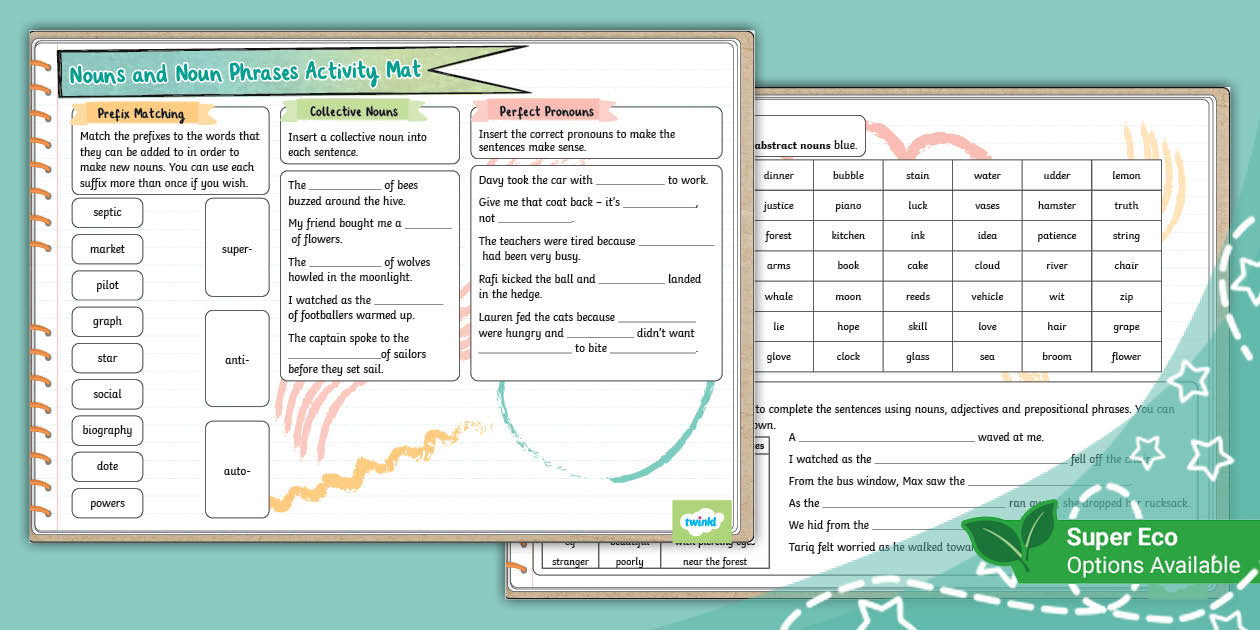 Nouns and Noun Phrases Activity Mat (Ages 7 - 9)