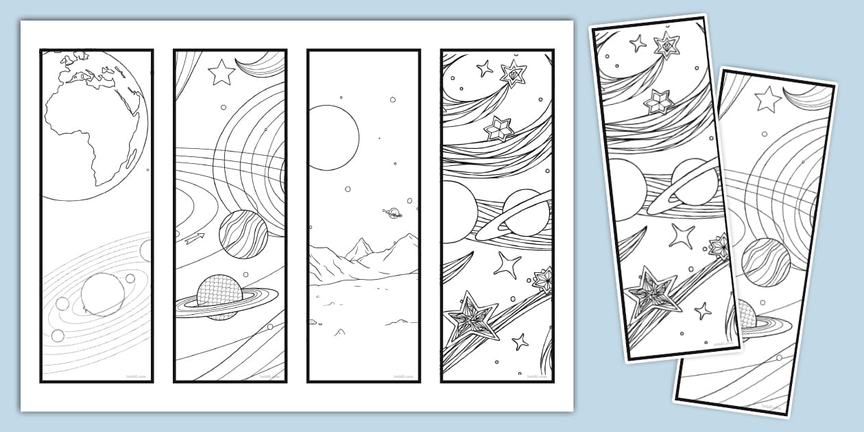 Planets Colouring Bookmarks - Twinkl Art (teacher made)