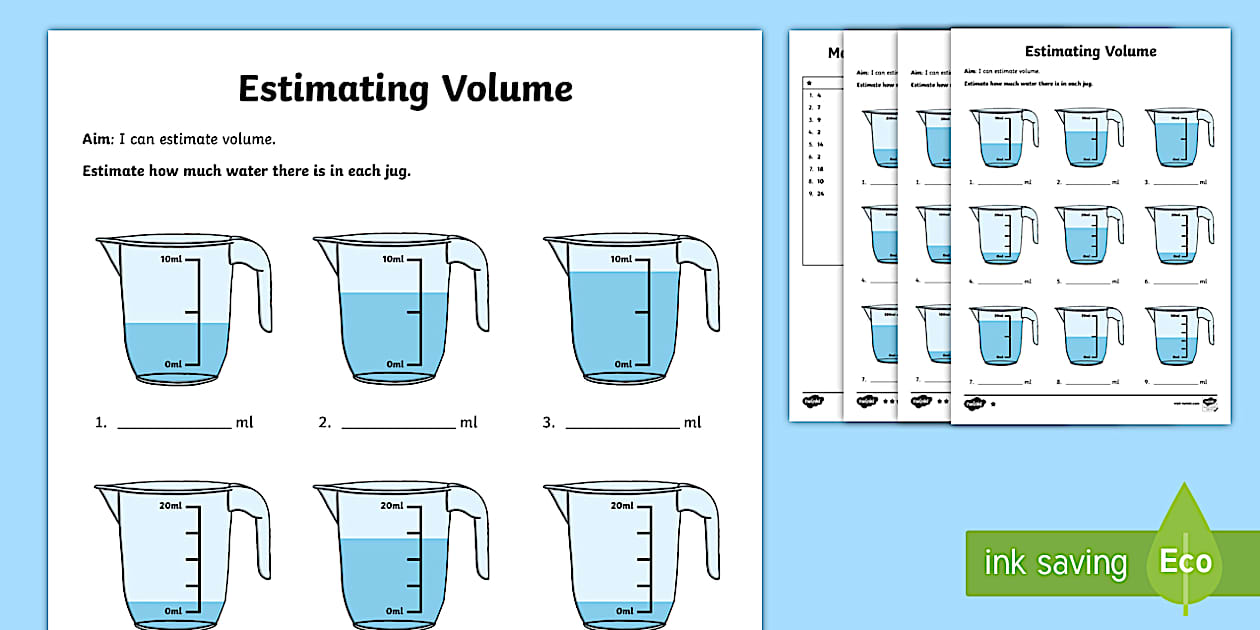 Year 2 Estimate Capacity Differentiated Worksheets - Twinkl