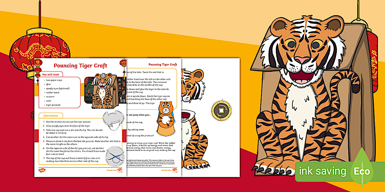 Pouncing Tiger Cups Activity (teacher made) - Twinkl