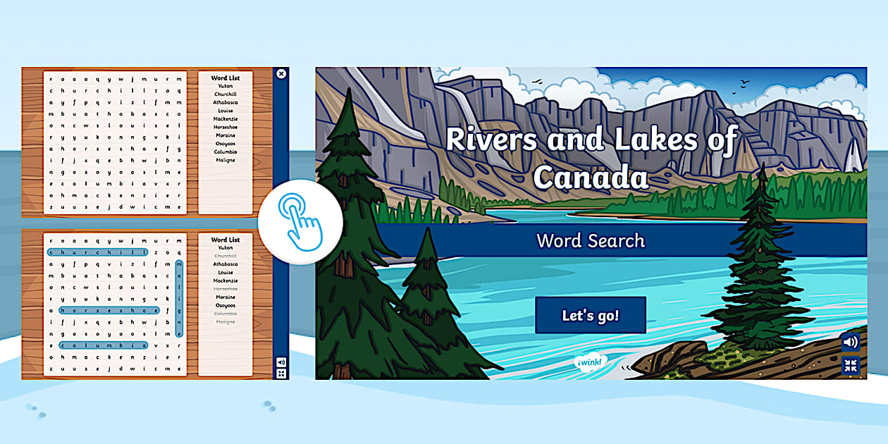 Rivers and Lakes of Canada Interactive Word Search - Twinkl