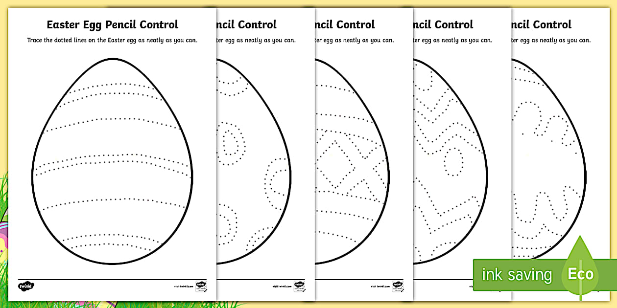 Easter Egg Pencil Control Templates (teacher made) - Twinkl