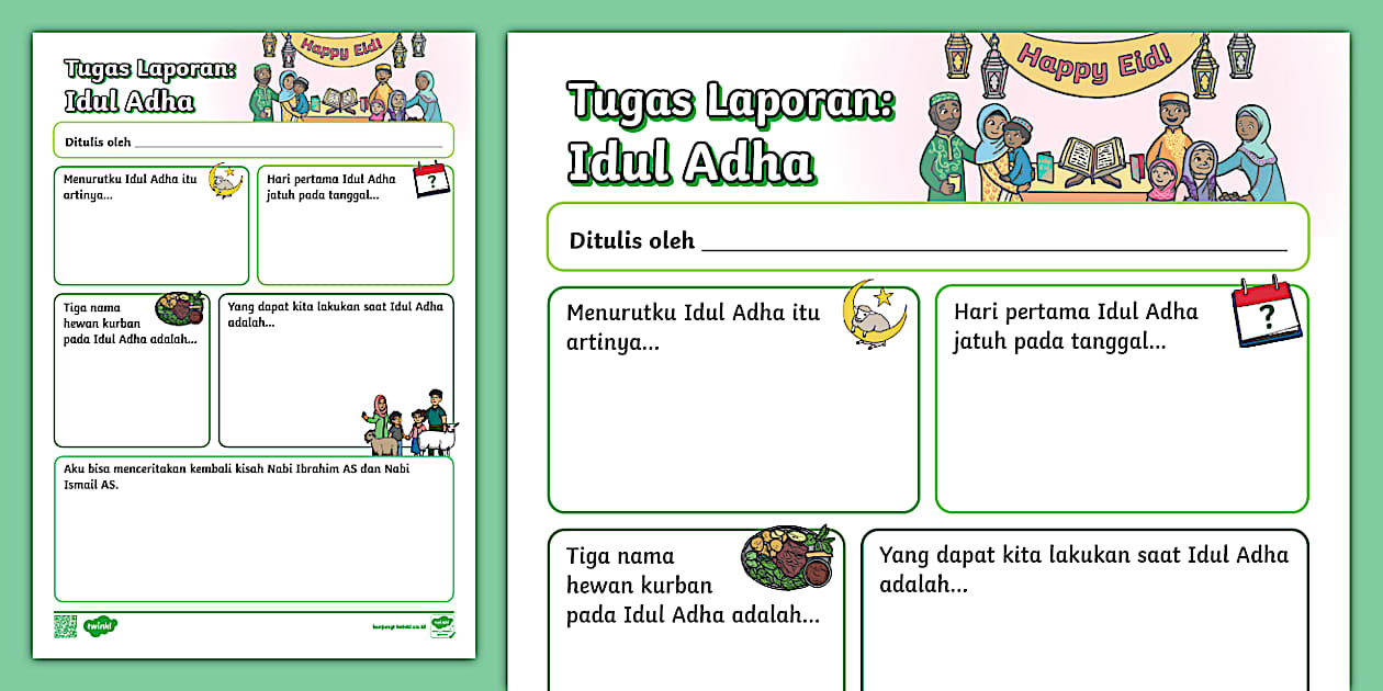 Worksheet Tugas Laporan Idul Adha (teacher made) - Twinkl