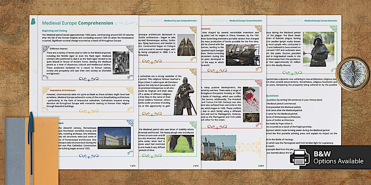 Medieval Europe Reading Comprehension (teacher made)