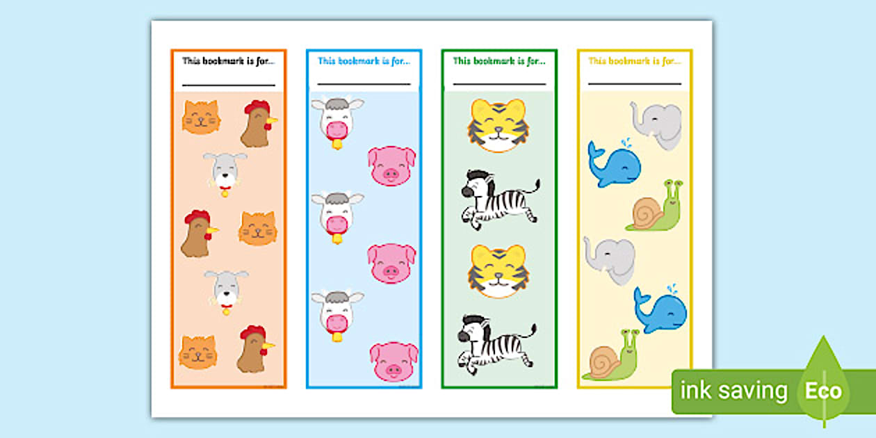 Cute Animal Bookmarks - Primary Resources (teacher made)