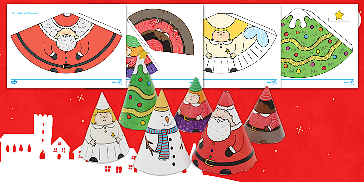 Weihnachten: Kegel-Figuren zum Basteln aus Papier