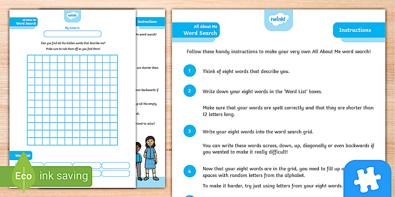 Fun All About Me Word Search Template - Twinkl Puzzled