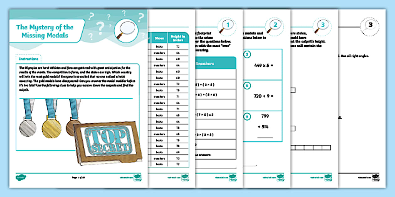Missing Medals Mystery Math Game | Summer Olympics Math