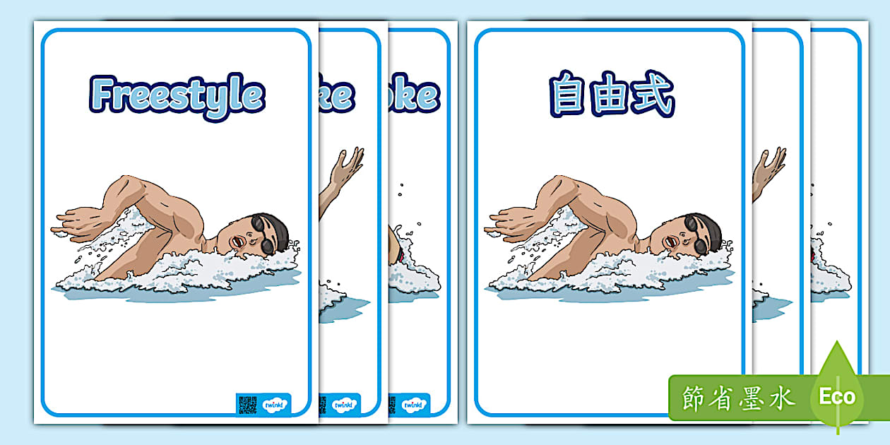 泳姿海報｜ Swimming Display Posters｜中英雙語