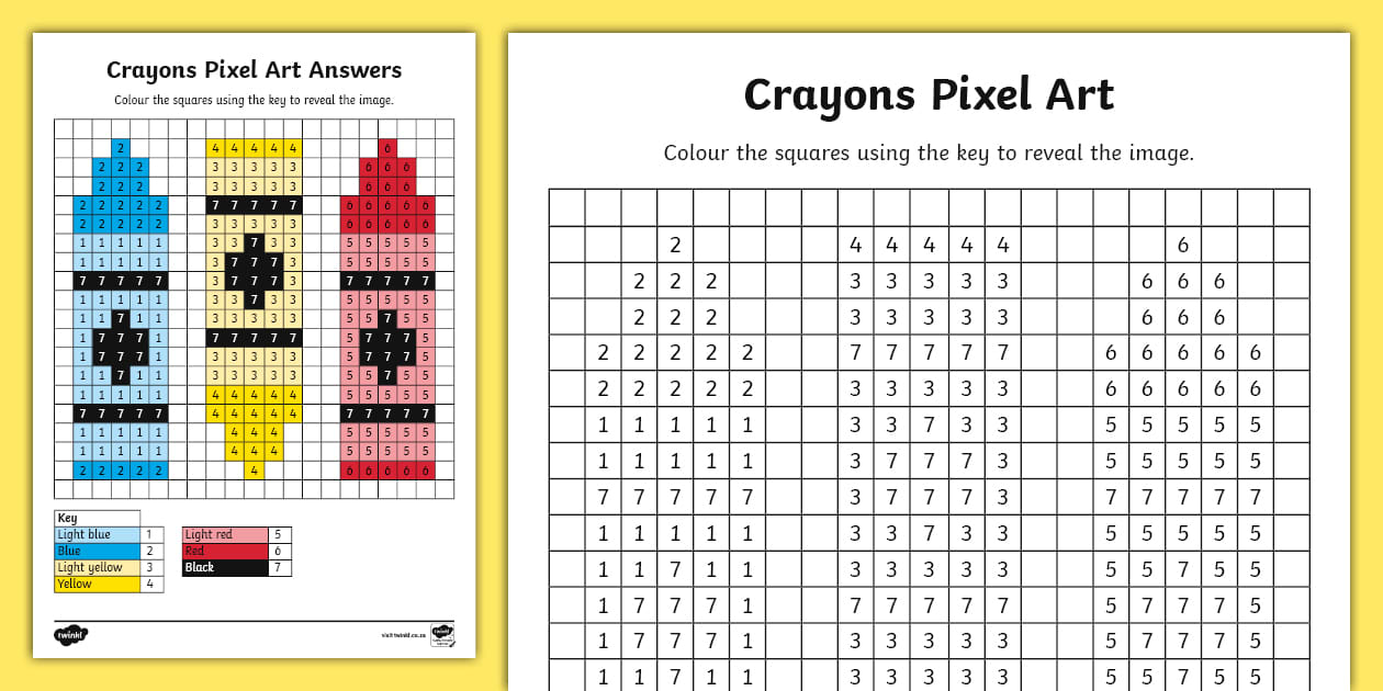 Grade 2 Creative Arts 2D Crayons Pixel Art Template (CAPS)