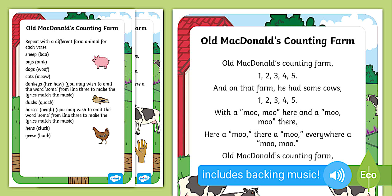 Old MacDonald's Counting Farm Number Rhyme Poster