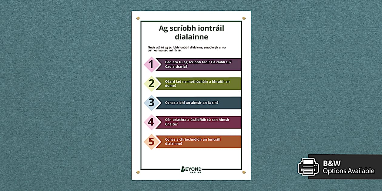 Ag Scríobh Iontráil Dialainne Póstaer (teacher made)