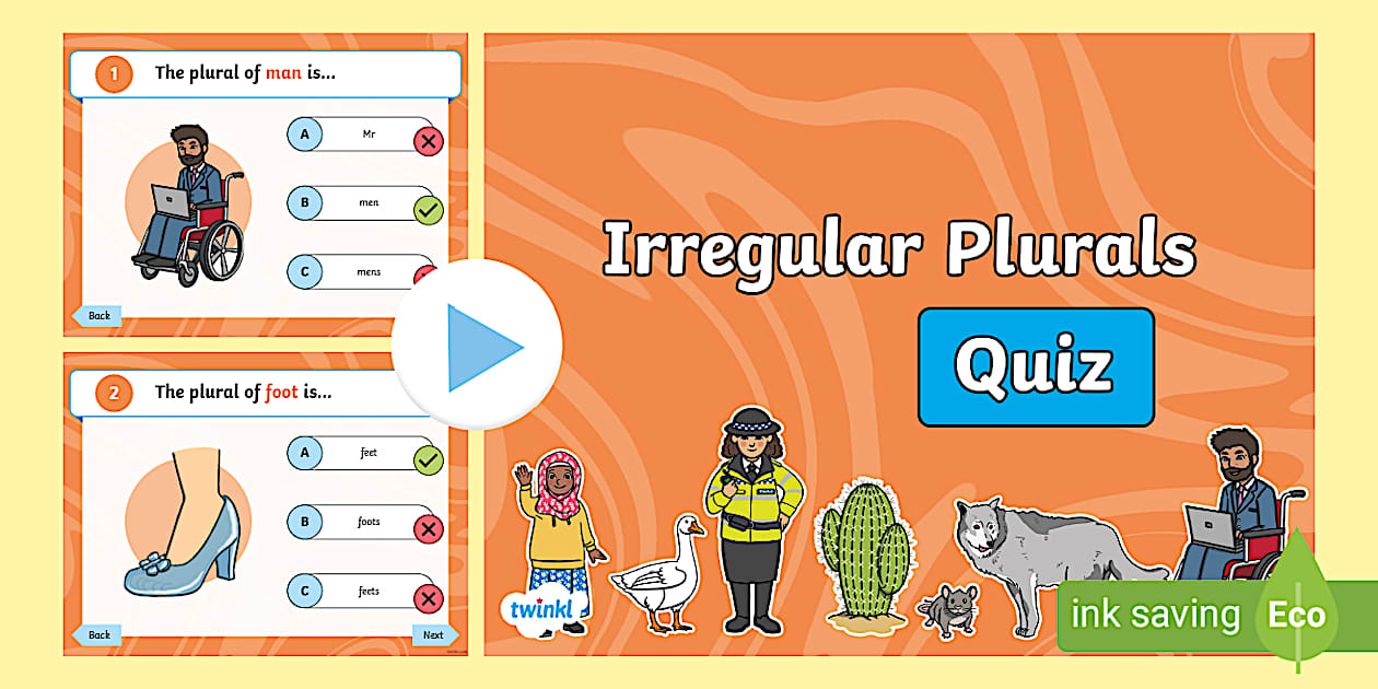 Irregular Plurals PowerPoint Quiz (Teacher-Made) - Twinkl