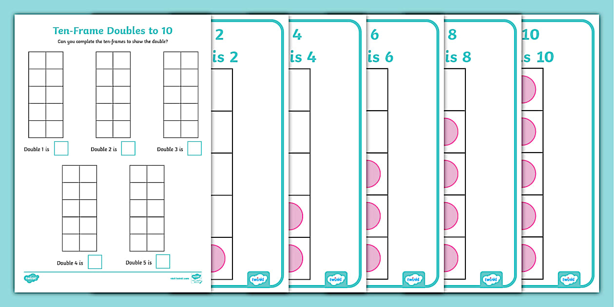 👉 Pair-Wise Ten-Frame Doubles to 10 Posters and Activity Sheet