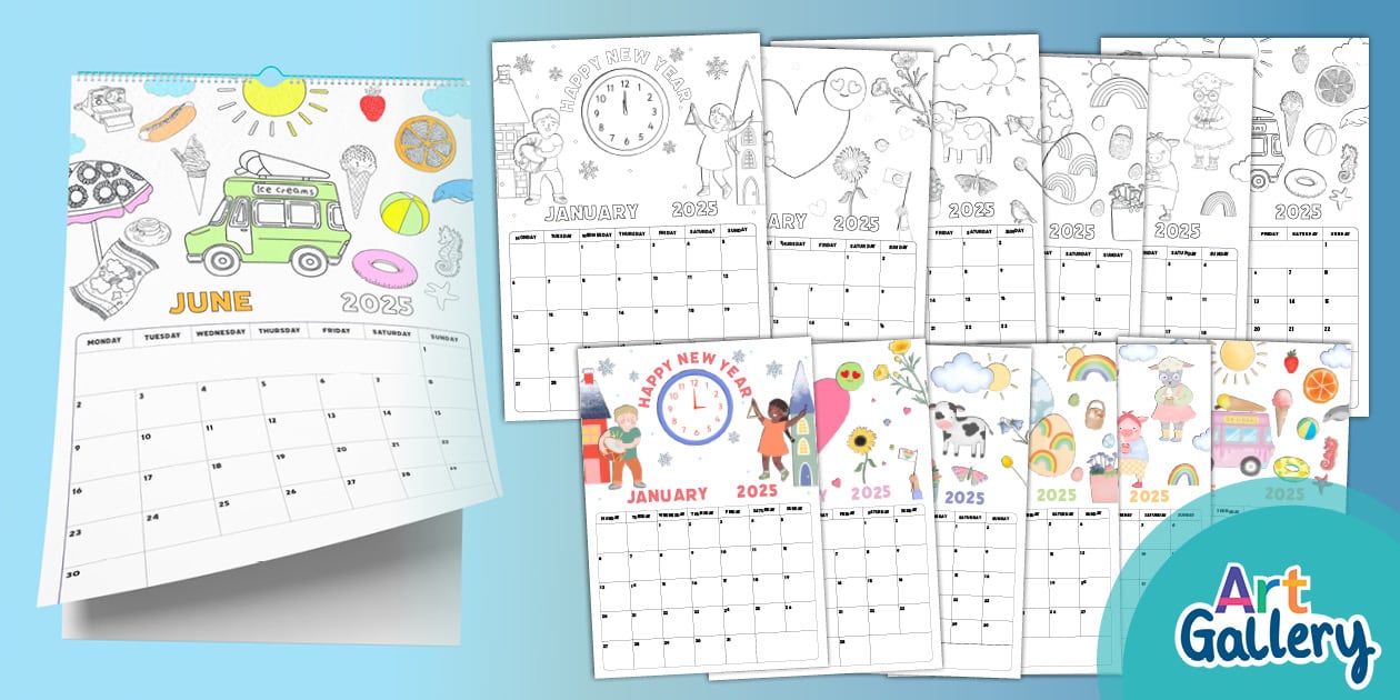 2025 Colouring Monthly Calendar (teacher made) - Twinkl