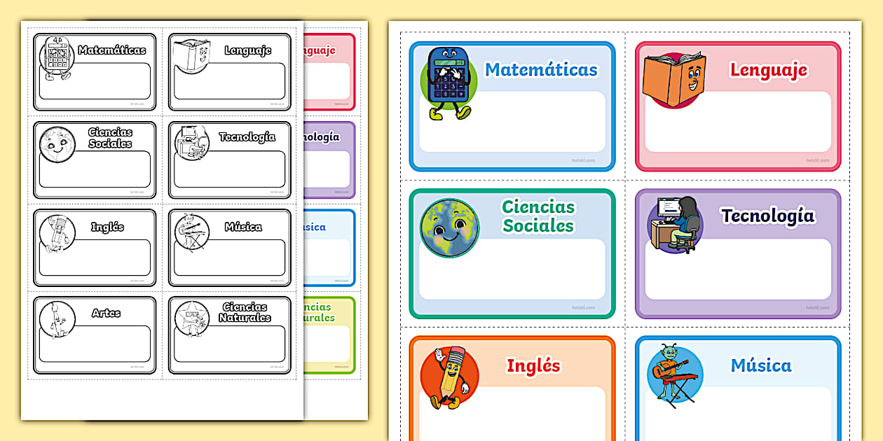 Stickers adaptables - marcar los cuadernos - Twinkl Colombia