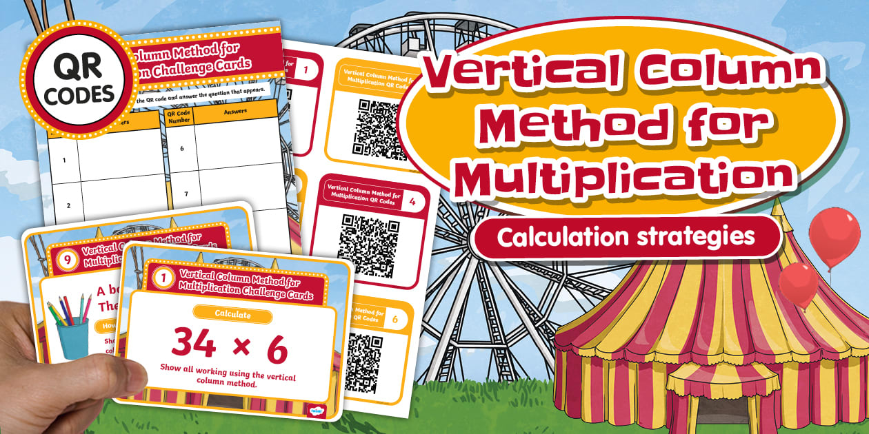 Vertical Column Method Challenge Cards with QR Codes