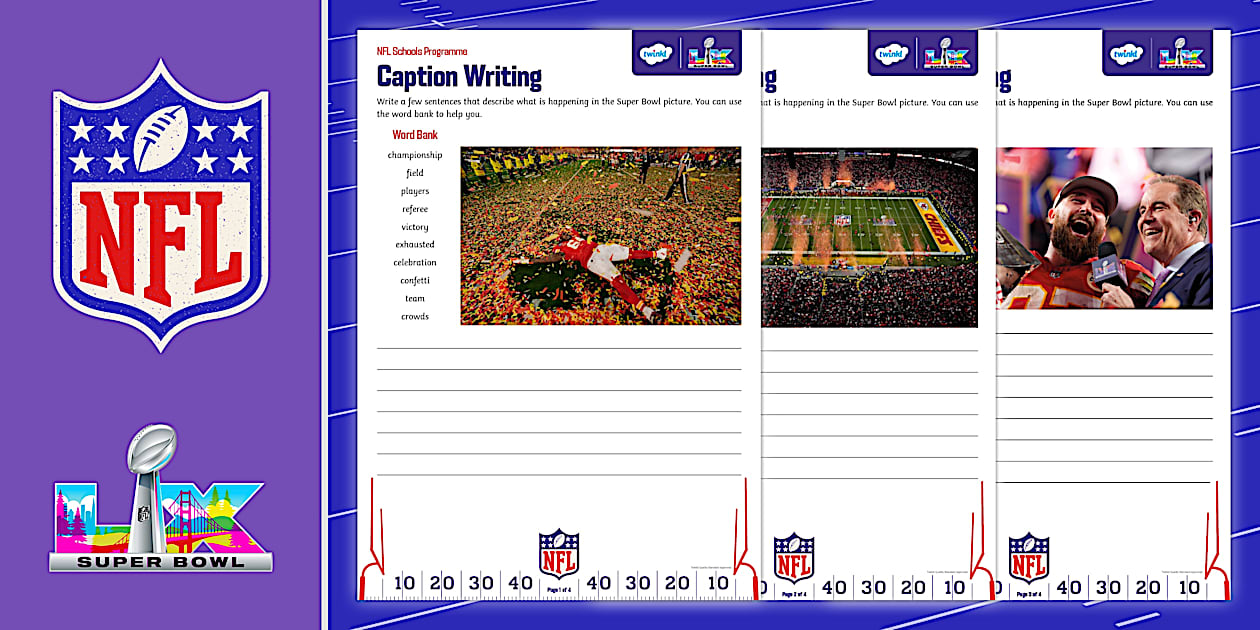 NFL: Super Bowl - Caption Writing Activity
