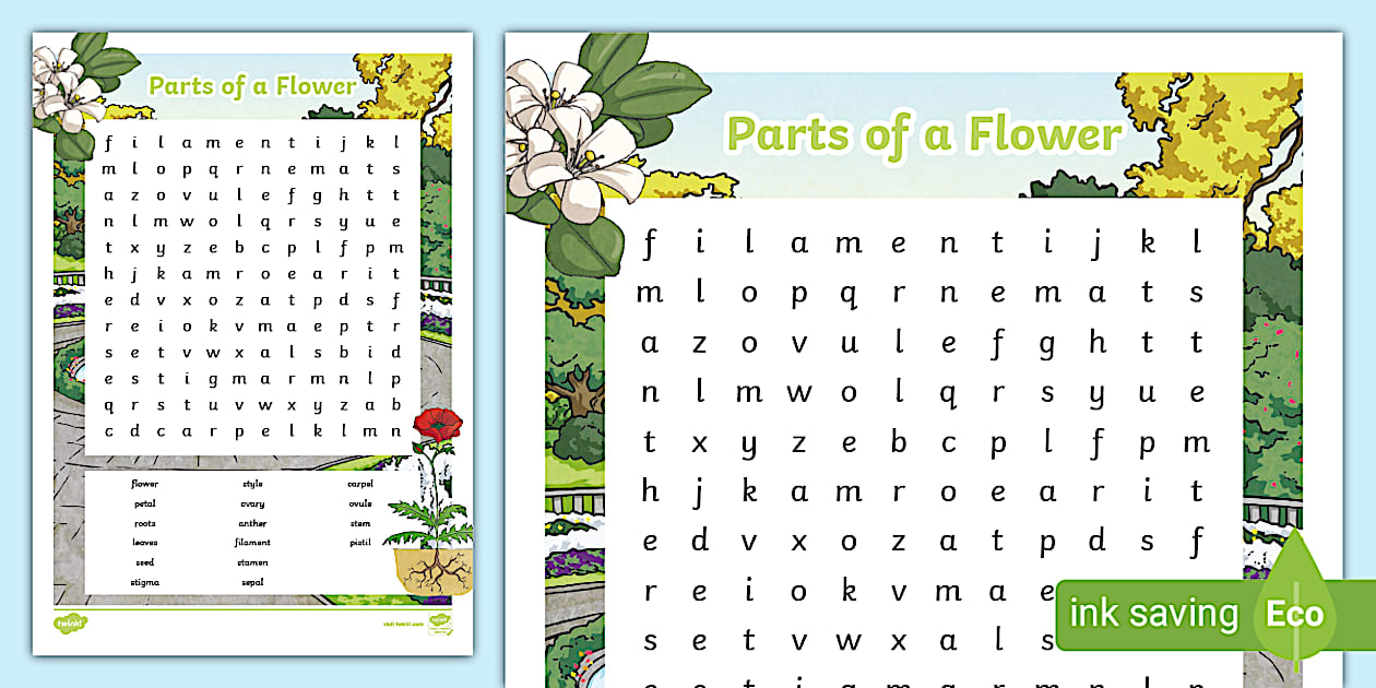 Parts of a Flower KS2 Word Search (teacher made) - Twinkl