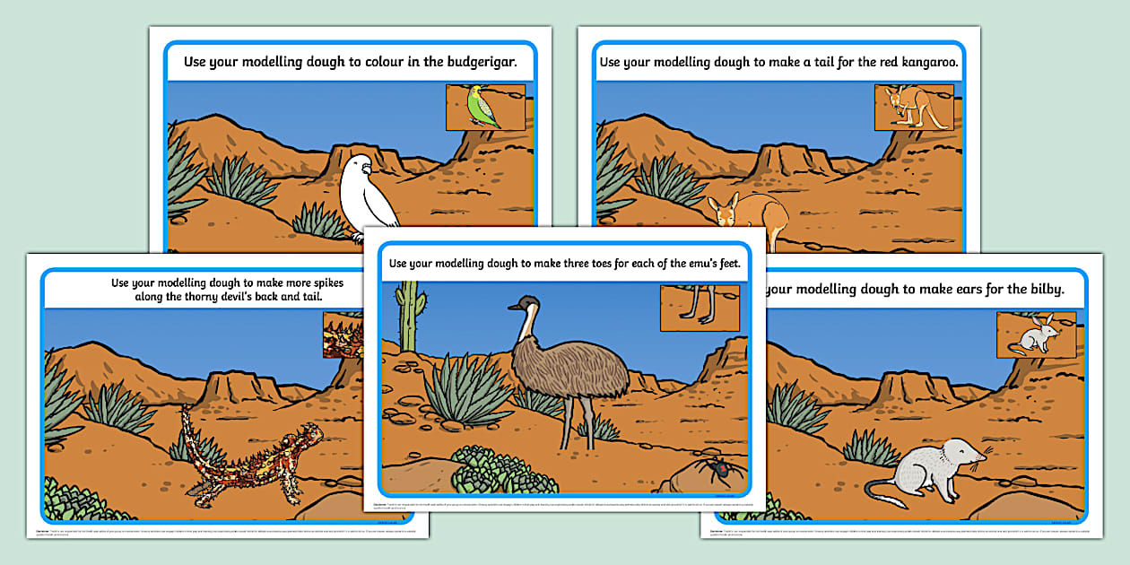 Australian Desert Animals Modelling Dough Mats - Twinkl