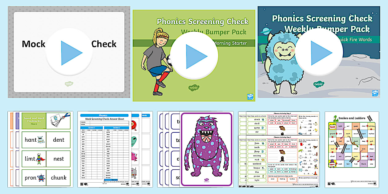 NEW Phonics Screening Survival: Weekly Bumper Pack 1