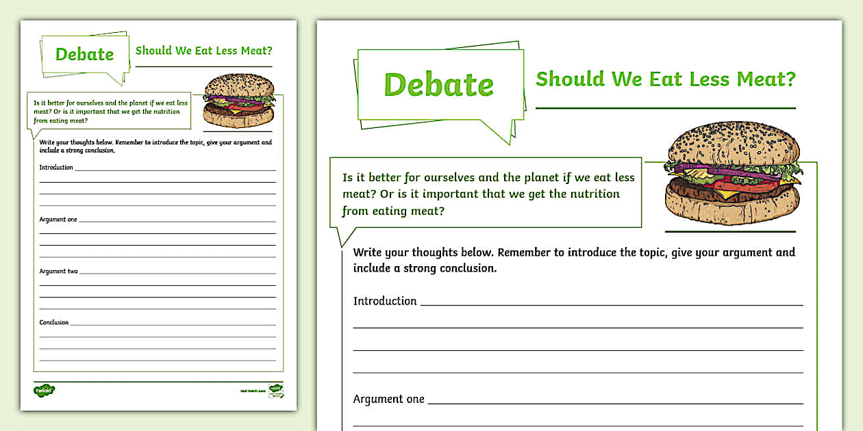 Should We Eat Less Meat Debate Writing Frame - Twinkl