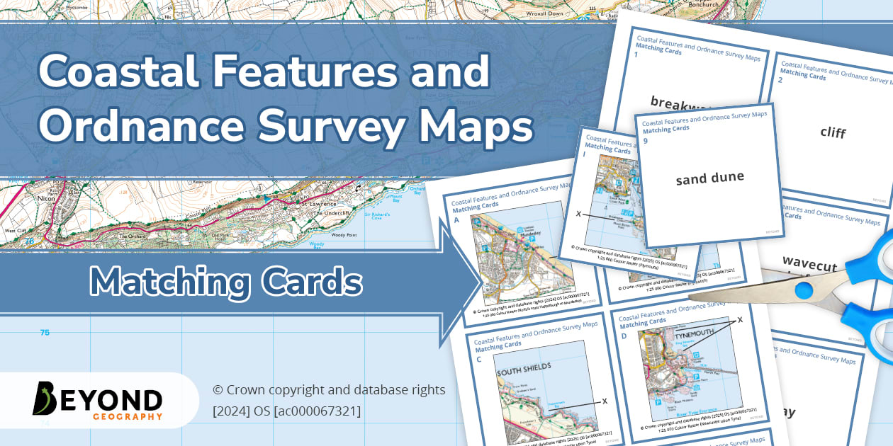 Coastal Features and Ordnance Survey Maps Matching Cards