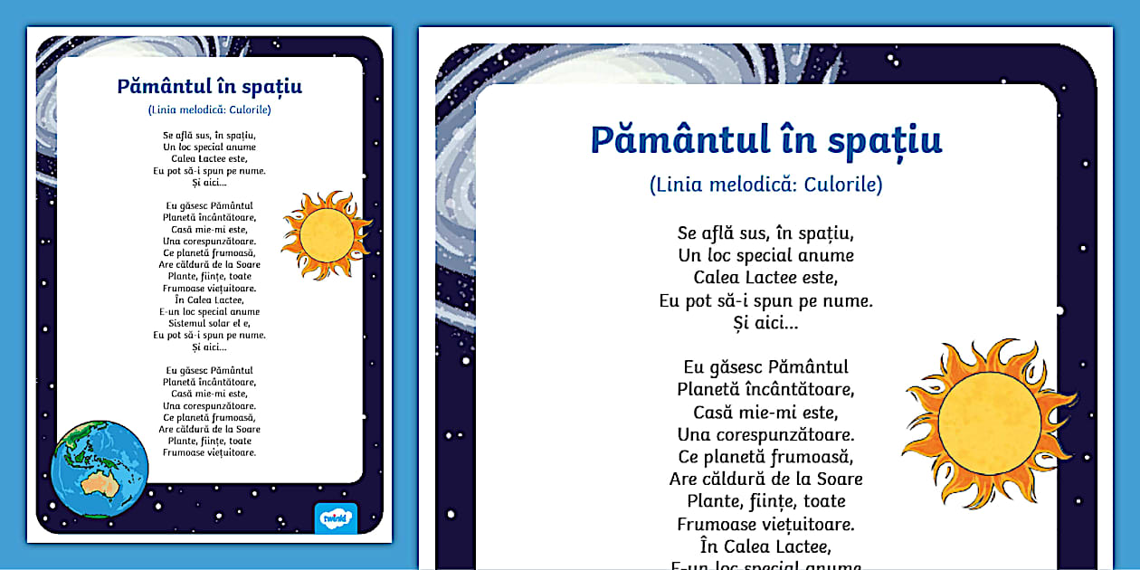 Pământul în spațiu – Cântec pentru copii - Twinkl