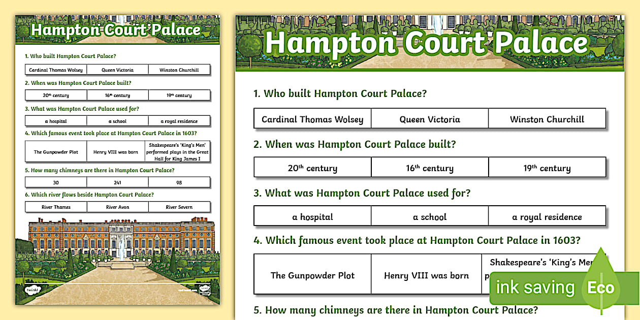 Hampton Court Palace Paper Quiz