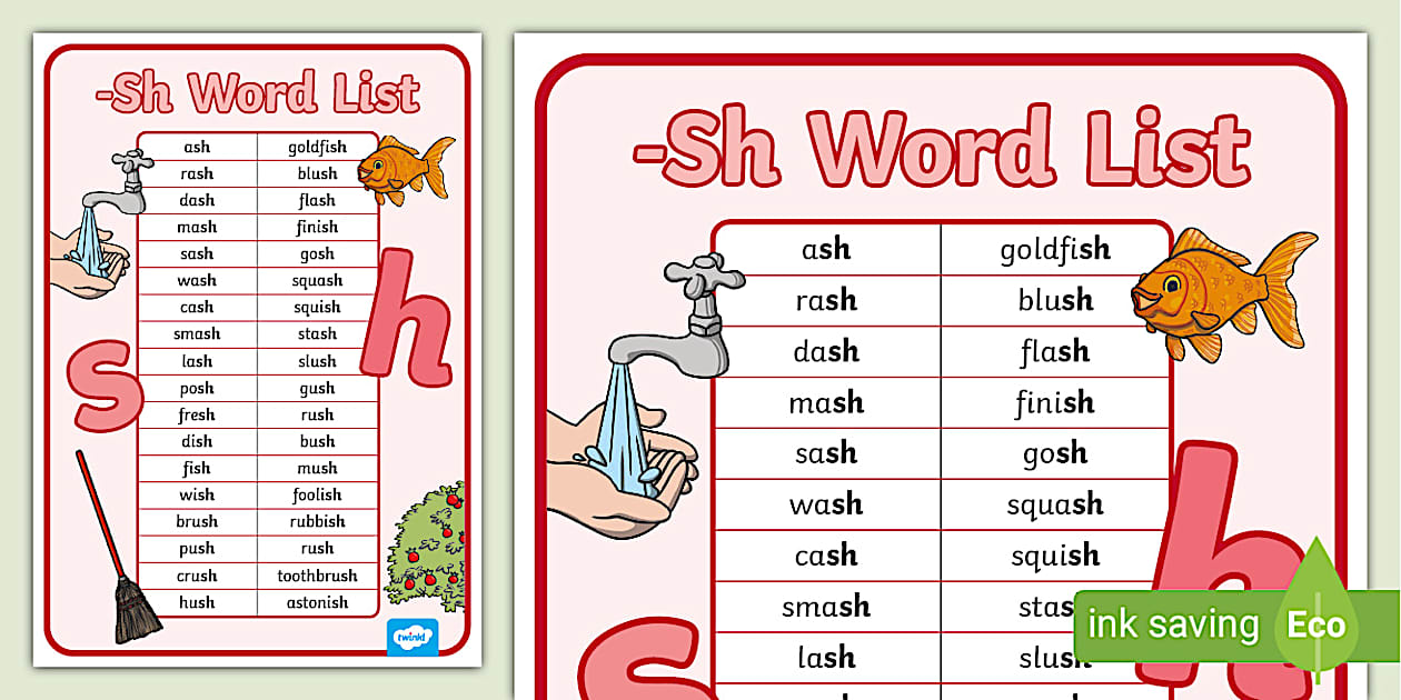 -Sh Word List Poster | Phonics | Twinkl Resources - Twinkl
