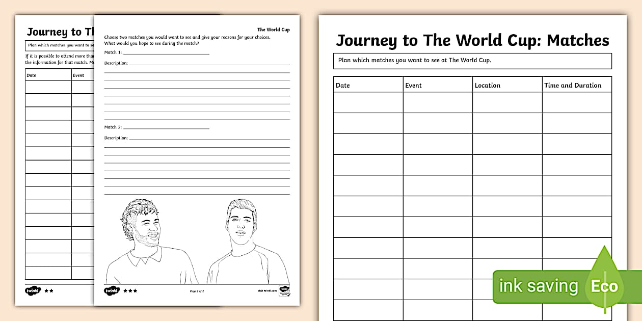 KS2 The World Cup Matches Differentiated Worksheets