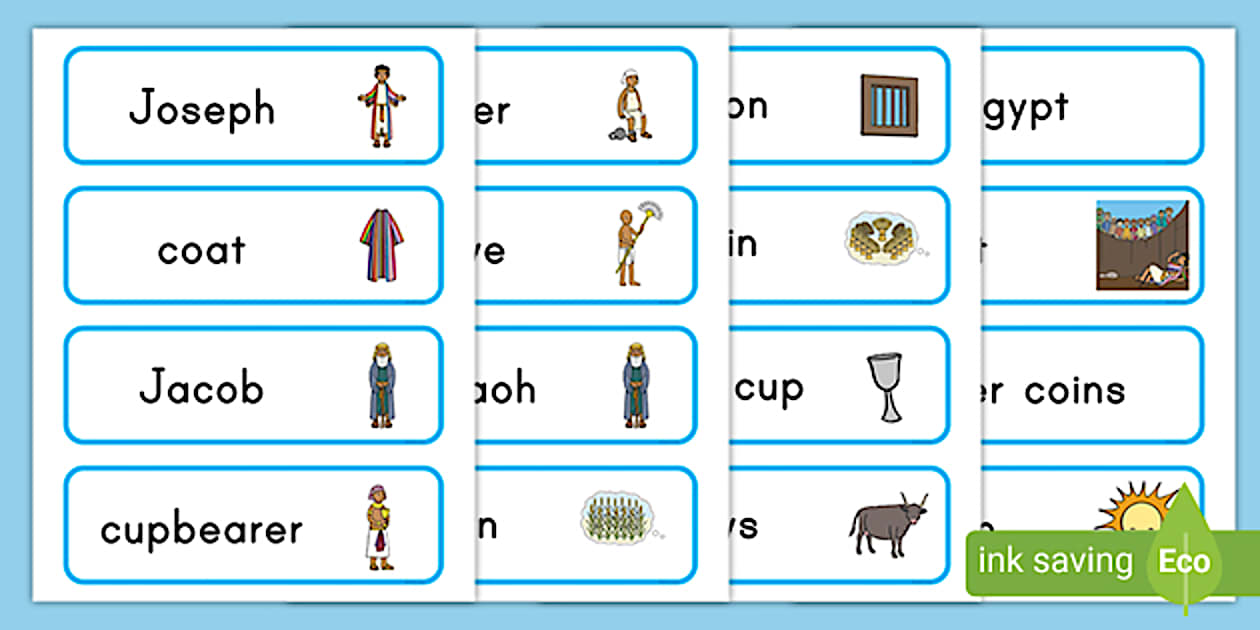 Old Testament: Joseph Word Cards (teacher made) - Twinkl
