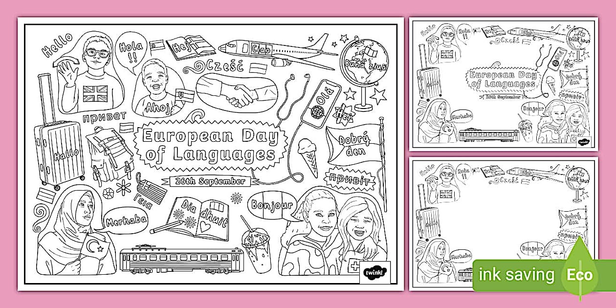 European Day of Languages Poster | Doodle Colouring Pages