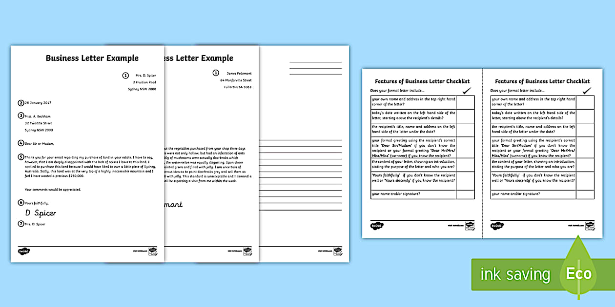 Business Letter Template and Writing Checklist