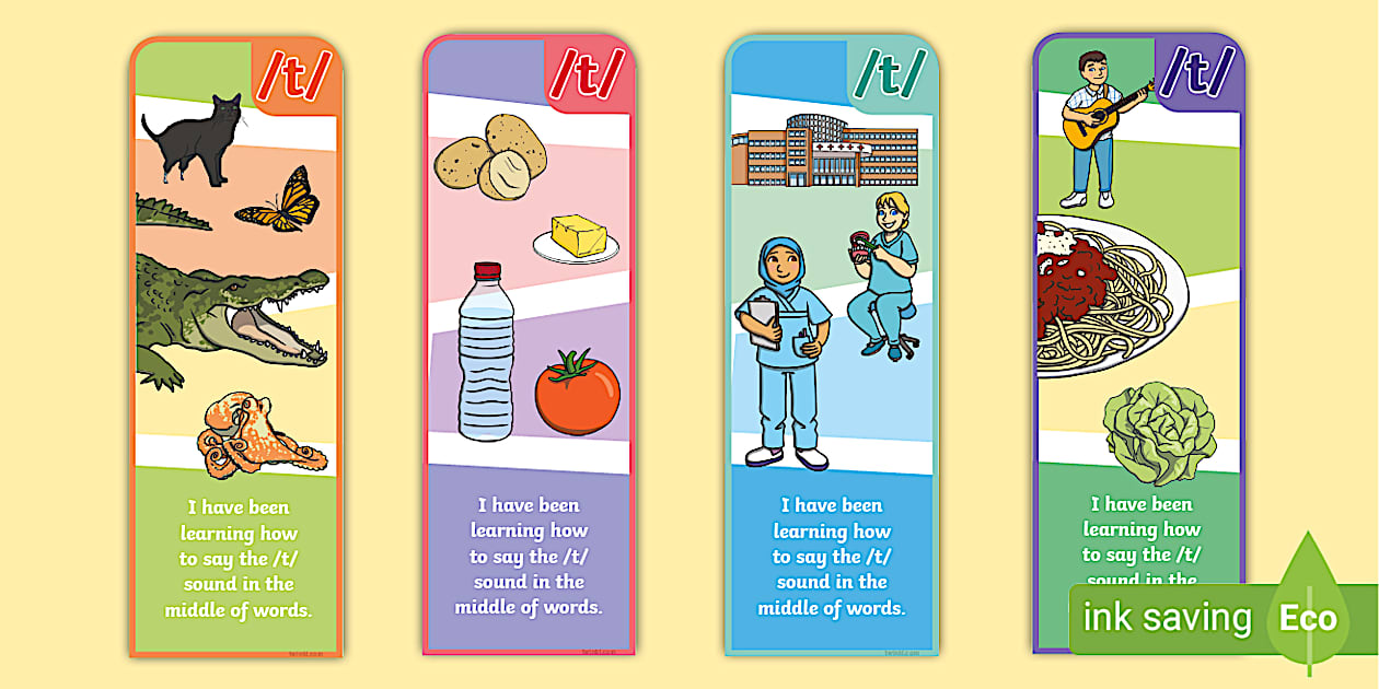 Medial /t/ Sound Bookmark (teacher made) - Twinkl
