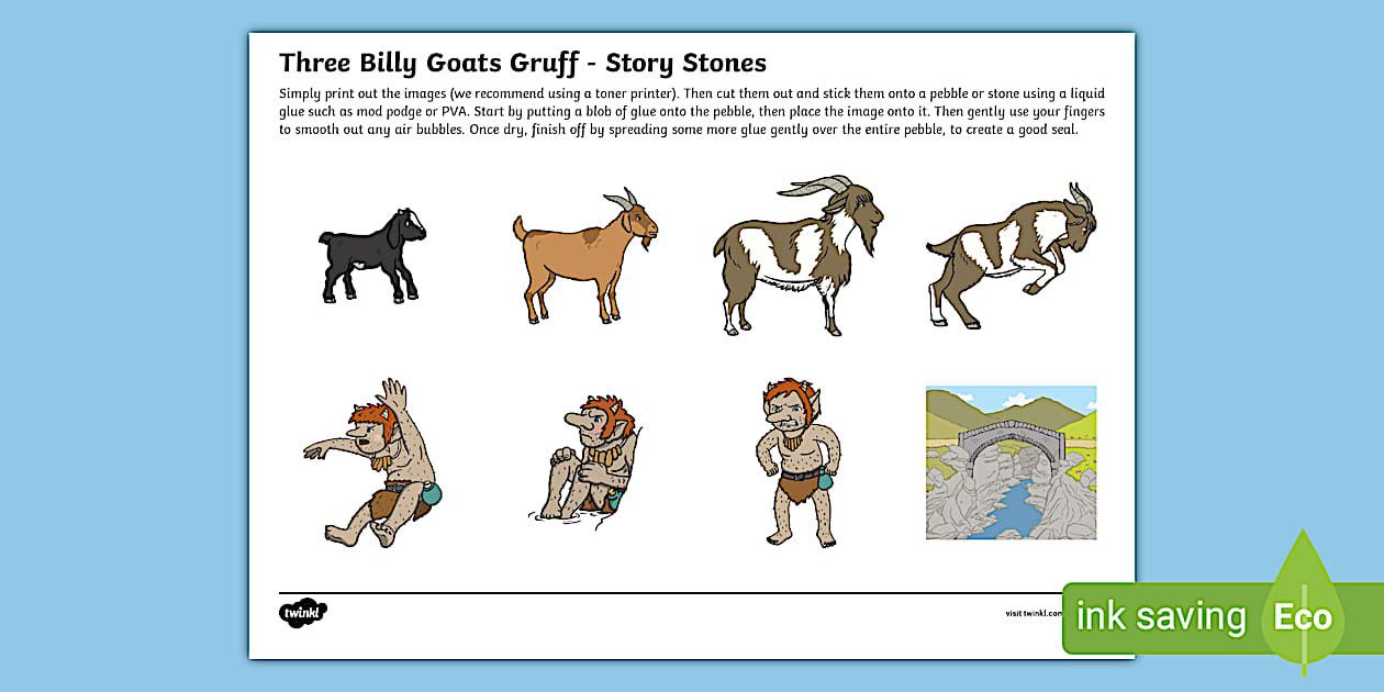 The Three Billy Goats Gruff Story Stone Image Cut Outs