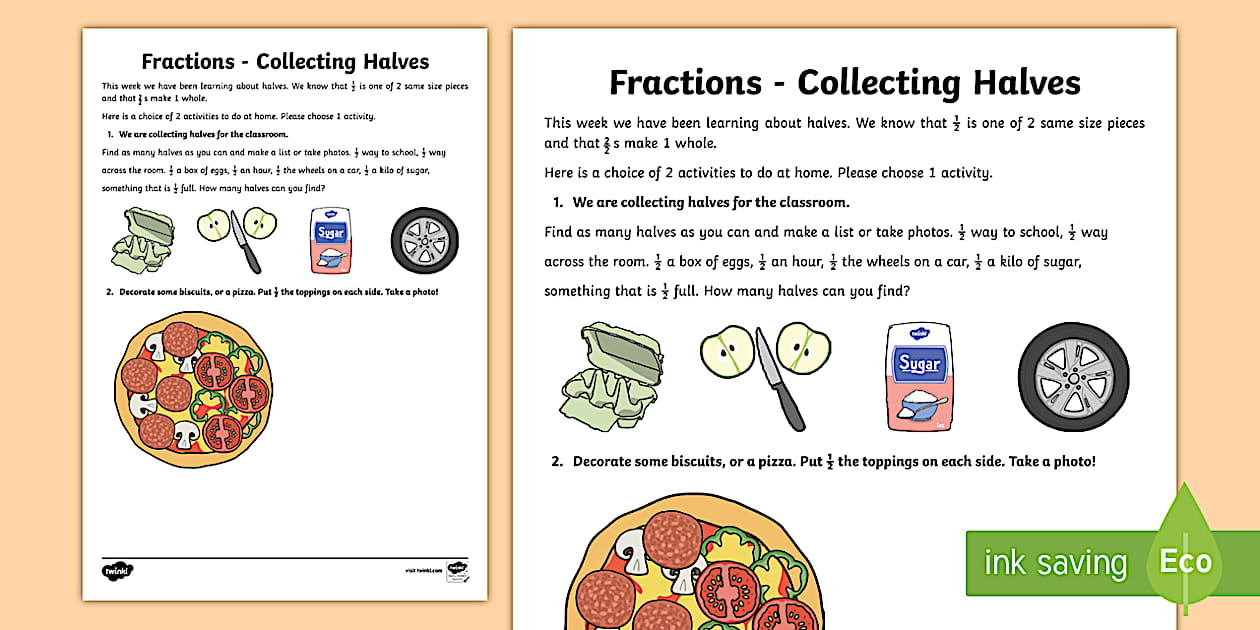 Find a Half Worksheet Home Learning (teacher made) - Twinkl