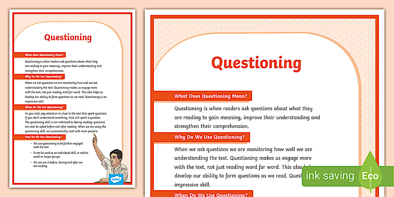 Reading Comprehension Skills: Questioning Display Poster (Year 5-6)