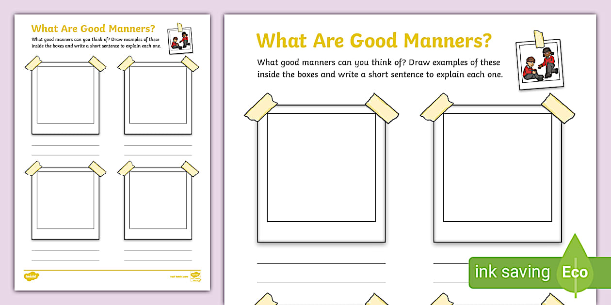 What Are Good Manners? Activity Sheet (teacher made)