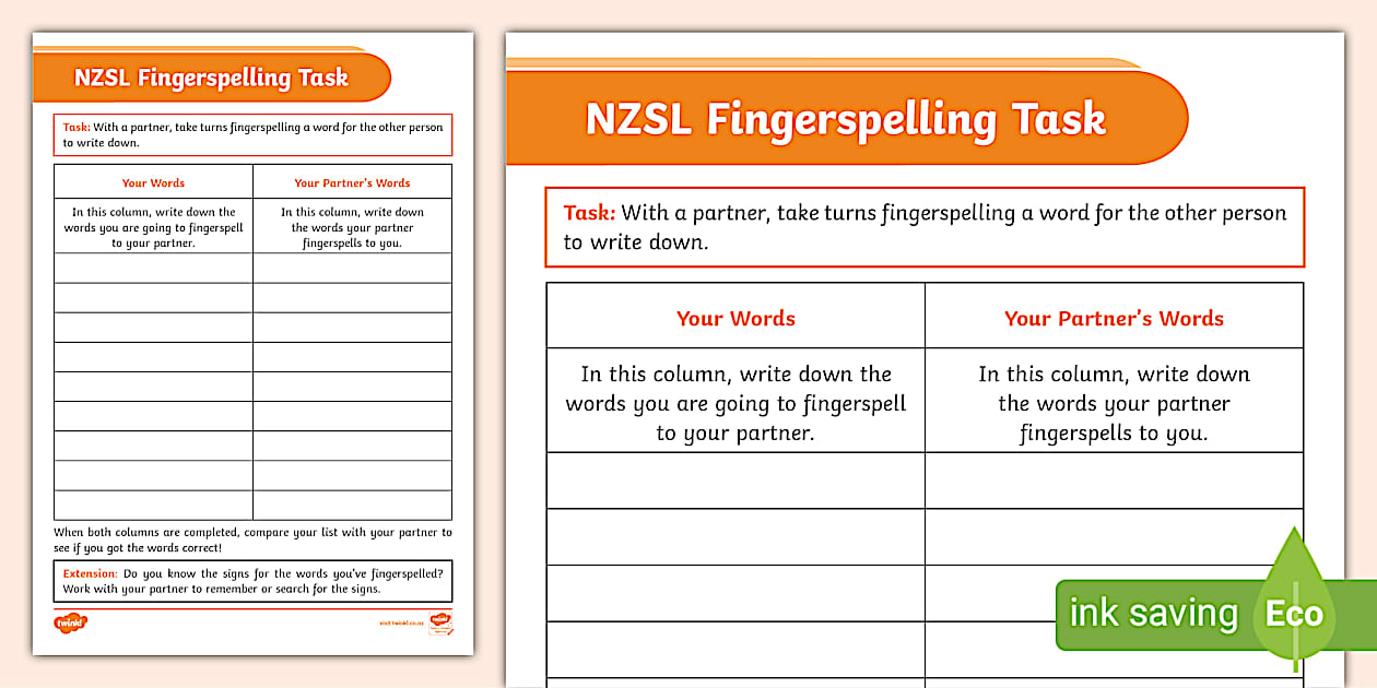 NZSL Fingerspelling Partner Activity (Teacher-Made) - Twinkl