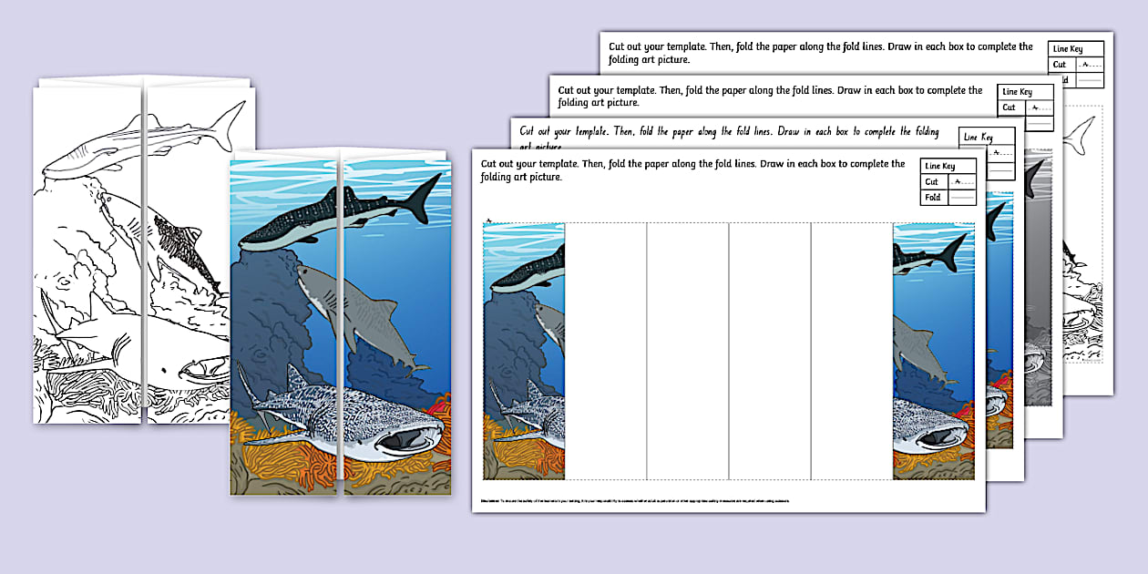 Shark Folding Art Template - Twinkl Arts and Crafts - Twinkl