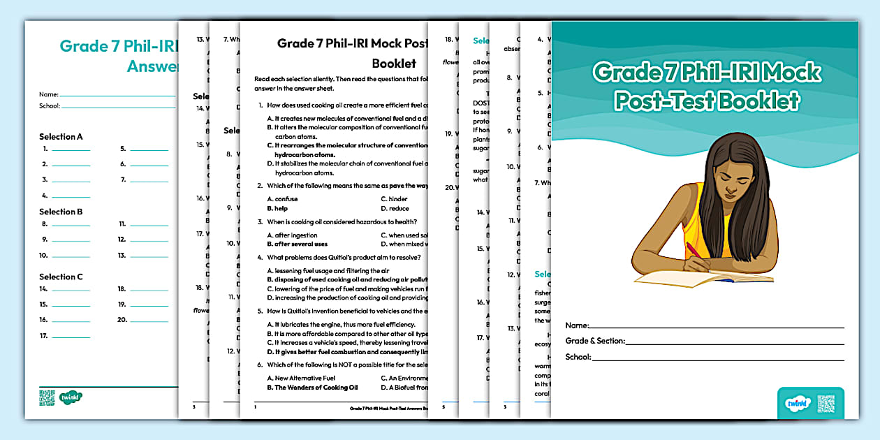 Grade 7 Phil-IRI Mock Post-Test Booklet | Grade 7 | Twinkl