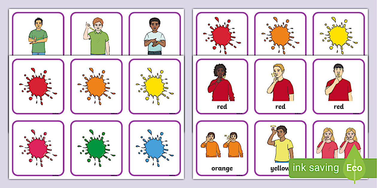 Auslan Colour Signs Matching Cards | Twinkl Resources