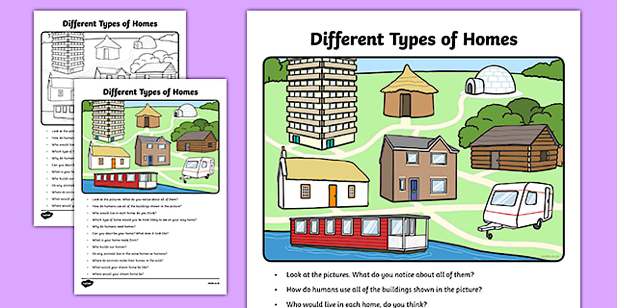 Different Types of Homes Oral Language Worksheet / Worksheet-Irish ...