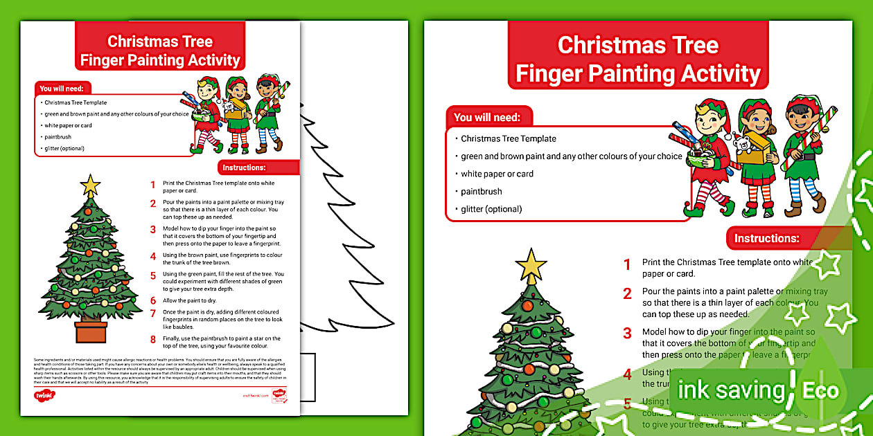 Christmas Tree Finger Painting Activity (teacher made)