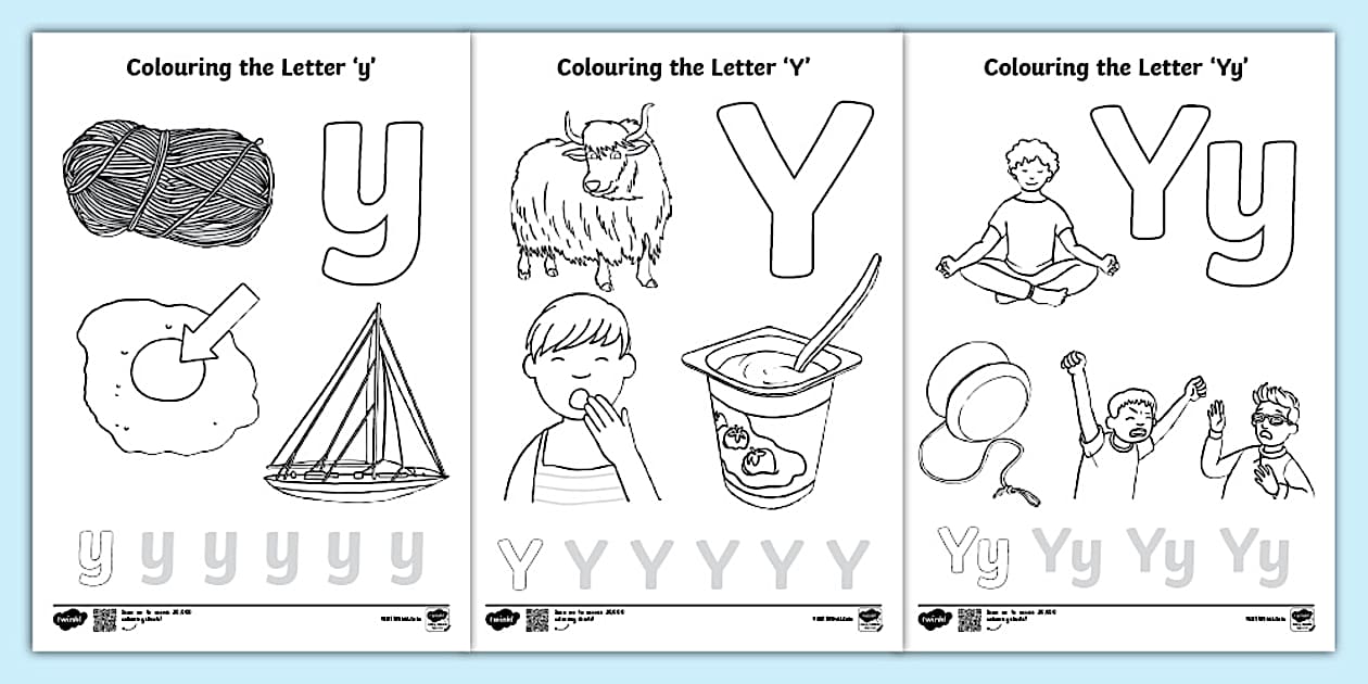 Letter Y Colouring Pages (teacher made) - Twinkl