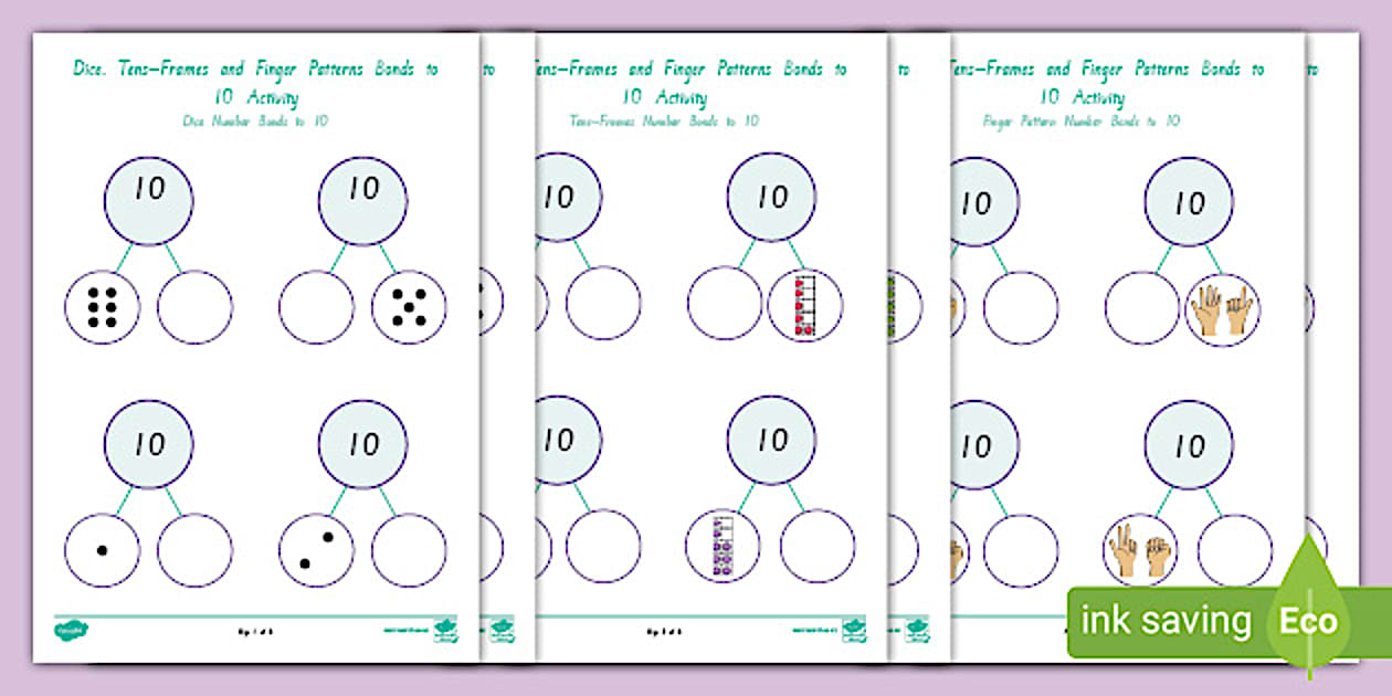 Dice, Tens-Frames and Finger Patterns Bonds to 10 Activity