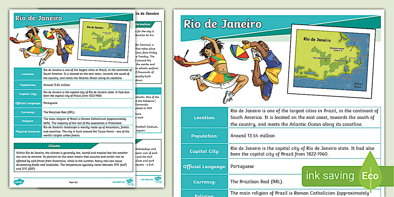 KS2 Rio de Janeiro Fact File (teacher made) - Twinkl